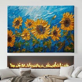 Obraz na plátně - Nebeské slunečnice FeelHappy.cz Velikost obrazu: 150 x 100 cm
