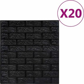 3D tapeta cihly samolepící 20 ks černá 150725
