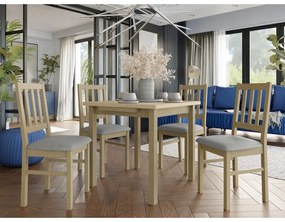 Rozkládací jídelní stůl se 4 židlemi AL08, Barva dřeva: sonoma-L, Potah: Hygge D20