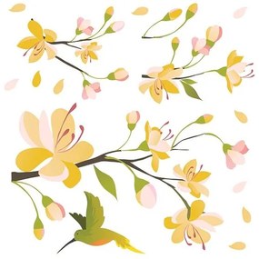 Crearreda Dekorační samolepky na zeď - Žluté květy, 31x31cm