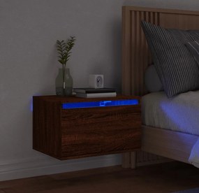vidaXL Nástěnný noční stolek s LED osvětlením [836828] Barva: hnědý dub