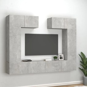 vidaXL 6dílný set TV skříněk kompozitní dřevo [3114465] Barva: Betonová šedá