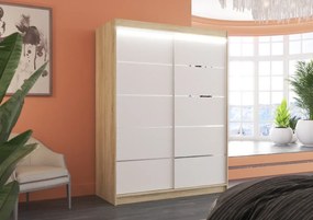Posuvná skříň s LED osvětlením LUFT 150 sonoma – bílá