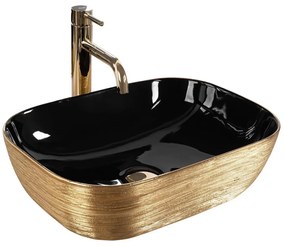 REA-U8780 - Umyvadlo na desku BELINDA 33x46,5 cm keramika/černá/zlatá REA-U8780