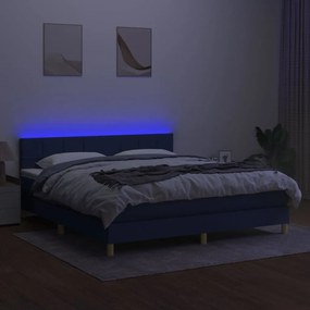 Box spring postel s matrací a LED modrá 180x200 cm textil 3133739