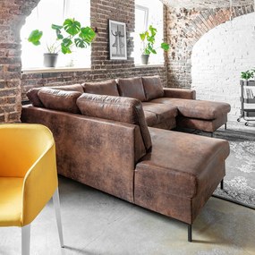 Hnědá rozkládací pohovka do "U" z imitace kůže Miuform Lofty Lilly Vintage, levý roh