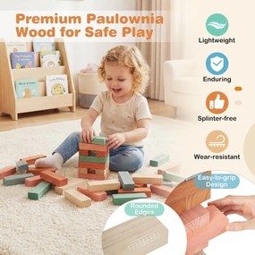Costway Barevná dřevěná hra na stohování 54 dílková kolébka s taškou pro děti