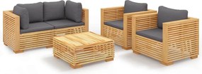 5dílná zahradní sedací souprava s poduškami masivní teak 3100870