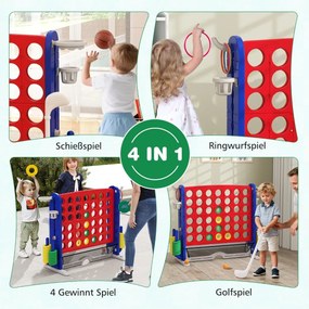 Costway 4 v 1 Čtyři v řadě s házením prstenem a basketbalovým košem a golfovou