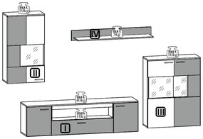 Obývací stěna Vulcan, s osvětlením