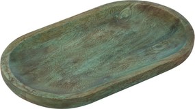 Oválný servírovací talíř z mangového dřeva v tmavě zelené Mango – 35*20*3 cm