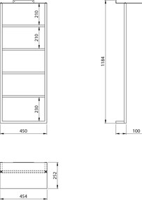 Sapho Sapho, SKA nástěnný držák ručníků s policí 454x1184x252mm, bílá mat, SKA711