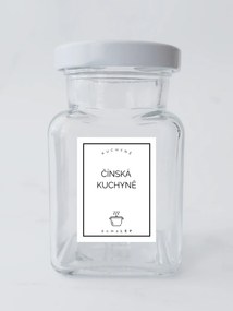 Samolepka na kořenky ČÍNSKÁ KUCHYNĚ bílá 3 × 4 cm základní písmo