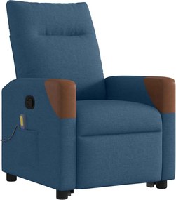 Zvedací masážní polohovací křeslo modré textil 3324020
