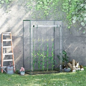 Outsunny Skleník s PE Mřížkovou Fólií, Dveře, Zimní Fóliový Skleník z Oceli, Skleník na Balkon, Zahradu, Dům pro Rajčata 100 x 50 x 150 cm, Rajčatový…