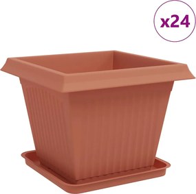 Květináče 24 ks Cihlově červená Plast 3403310