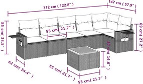 7dílná zahradní sedací souprava s poduškami černá polyratan 3256902