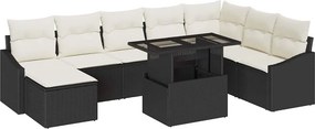 Set pohovek 9 ks Černá a krémová polyratan 3349053
