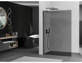 Mexen Kioto L, sprchová zástěna Walk-In 110 x 200 cm, 8mm šedé sklo, černý profil, 800-110-103-70-40
