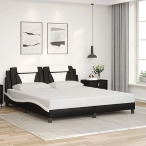 Rám postele Viana bez matrace černý a bílý 180 x 200 cm umělá kůže 3208115