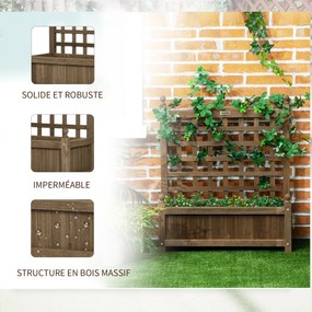 Zahradní truhlík s mříží Outsunny - Květinový box - Vysoký truhlík - rozměry 64D x 28Š x 75V cm, včetně zavlažovacích vložek z ošetřeného smrkového d…