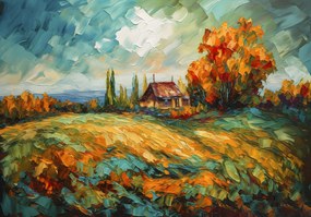 Postershop Fototapeta vliesová: Lanscape oil-colour painting nature - 152,5x104 cm