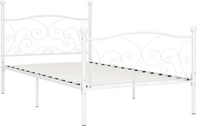 Rám postele s laťkovým roštem bílý kov 100 x 200 cm 284448
