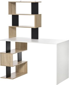 HOMCOM Stůl s knihovnou do ložnice, kancelářský stůl, PC stůl v barevném dřevě, 120x60x148cm | Aosom