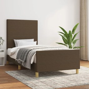 Rám postele bez matrace tmavě hnědá 90 x 190 cm textil 3124858