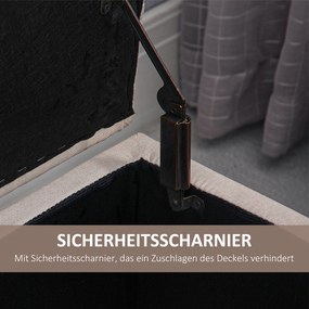 HOMCOM Lavice Čalouněná lavice s úložným prostorem, truhla, polyester podobný lnu, kaučukové dřevo, krémově bílá, 100 x 40 x 44 cm| Aosom