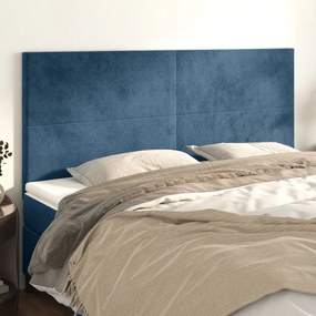 Čelo postele tmavě modré 200x5x118/128 cm sametové 3116122