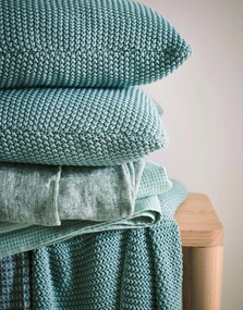 Polštář Nordic Knit z organické bavlny 50 x 50 cm pastelově zelený