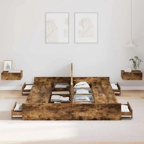 Rám postele s úložným prostorem s čelo Kouřový dub 135 x 190 cm 3335321