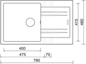Granitový dřez Sinks Linea 780 N Granblack