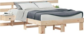 Rám postele s čelo Hnědá 135 x 190 cm Masivní borové dřevo 3385697