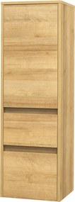 Mereo Mereo, Opto, koupelnová skříňka vysoká 125 cm, levé otevírání, bílá, dub, bílá/dub, černá, CN924L