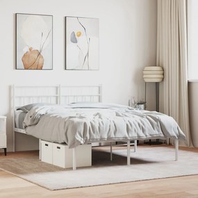 Kovový rám postele bez matrace s čelem bílý 75 x 190 cm