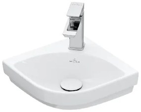 Villeroy & Boch Subway 3.0 - Umývátko rohové 320x320 mm, bez přepadu, otvor pro baterii, CeramicPlus, alpská bílá 437146R1