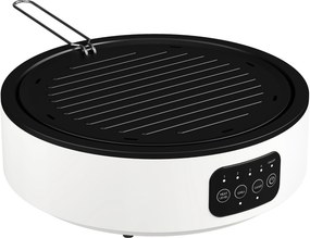HOMCOM Dvojité keramické vařidlo, design 2 v 1, pro vaření a grilování, 2000 W, 4 stupně tepla, LED displej, odkapávací miska, bílá