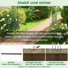 Costway Metal Rose Arch Trellis pro popínavé rostliny Vinný oblouk Velký