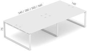 NABYTEK-DESIGNOVY.CZ - DEB212O - Kancelářský stůl EPIC (4.osoby), 240/280/320/360cm, kovová podnož O, dub/černá
