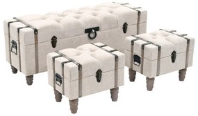 Sada úložných lavic 3 kusy masivní dřevo a ocel 112x37x45 cm 245762