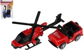 TEDDIES Sada auto a vrtulník záchranných složek / Sada hraček / Plast