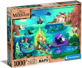Clementoni PUZZLE Disney Mapa - Malá mořská víla / 1000 dílů / od 14 l