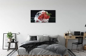 Obrazy na plátně Jahody v ledu kostka 100x50 cm