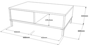 PRANDI konferenční stolek na nožkách, barva dub Left/černá