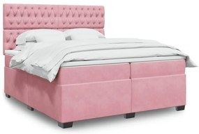 Box spring postel s matrací růžová 200x200 cm samet 3293313