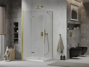 Mexen Lima sprchový kout 100x80cm, 6mm sklo, zlatý profil - čiré sklo + Slim sprchová vanička - 856-100-080-50-00-4010