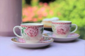 Romantic Rose porcelánové šálky s podšálky 2-set
