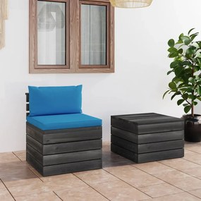 vidaXL 2dílná zahradní sedací souprava z palet + podušky borové dřevo [3061663] Barva polštáře: Světle modrá